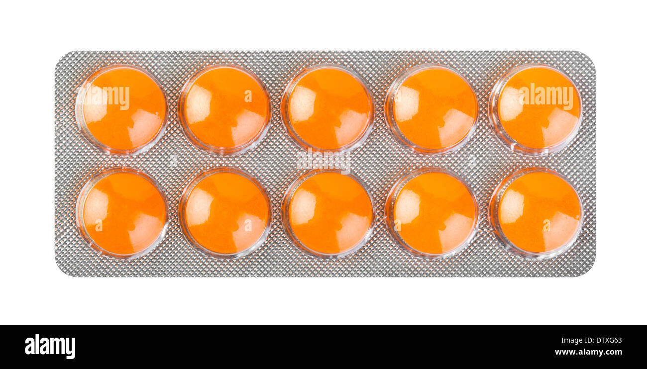 Blister pack white orange pills isolated Cut Out Stock Images ...