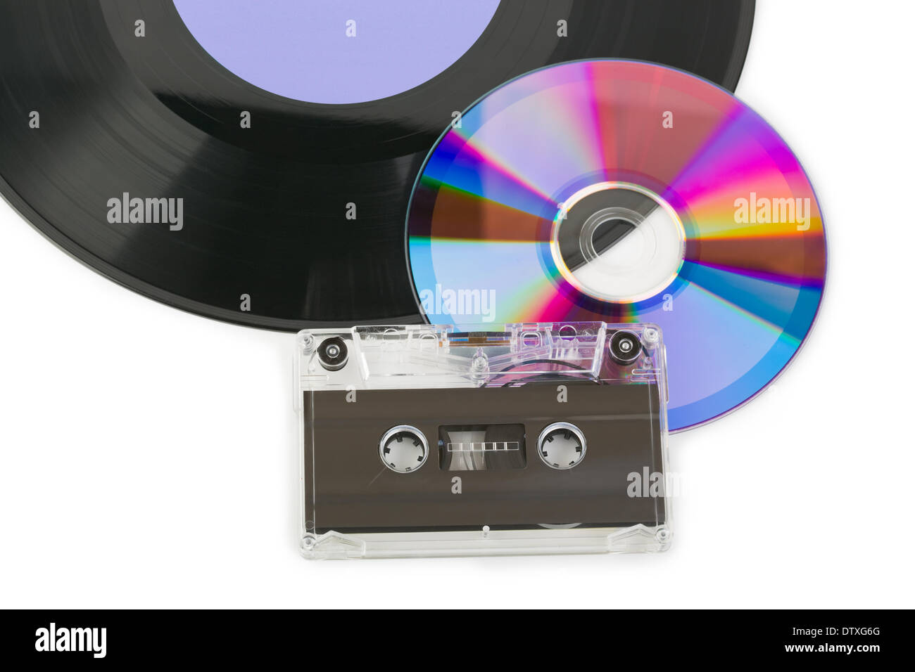 Gramophone disk, cd and cassette Stock Photo - Alamy