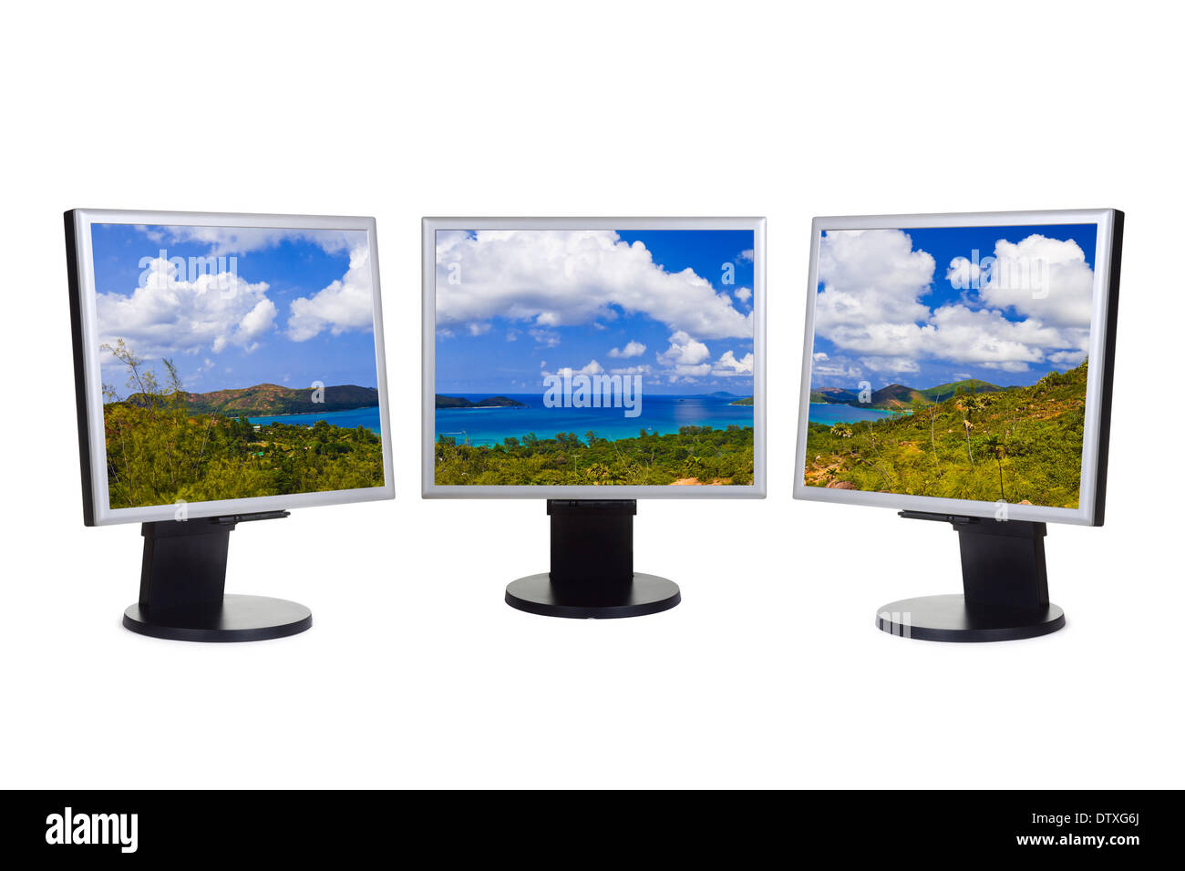 Panorama of coast on computer screens Stock Photo - Alamy