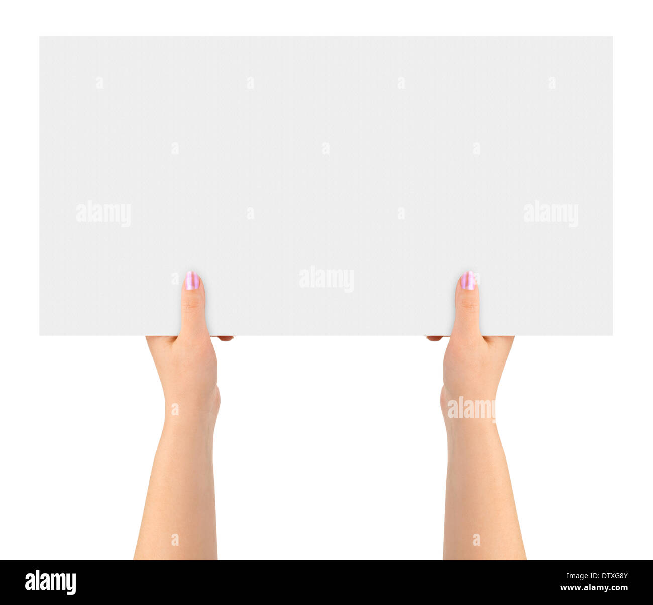 Hands and paper banner Stock Photo - Alamy