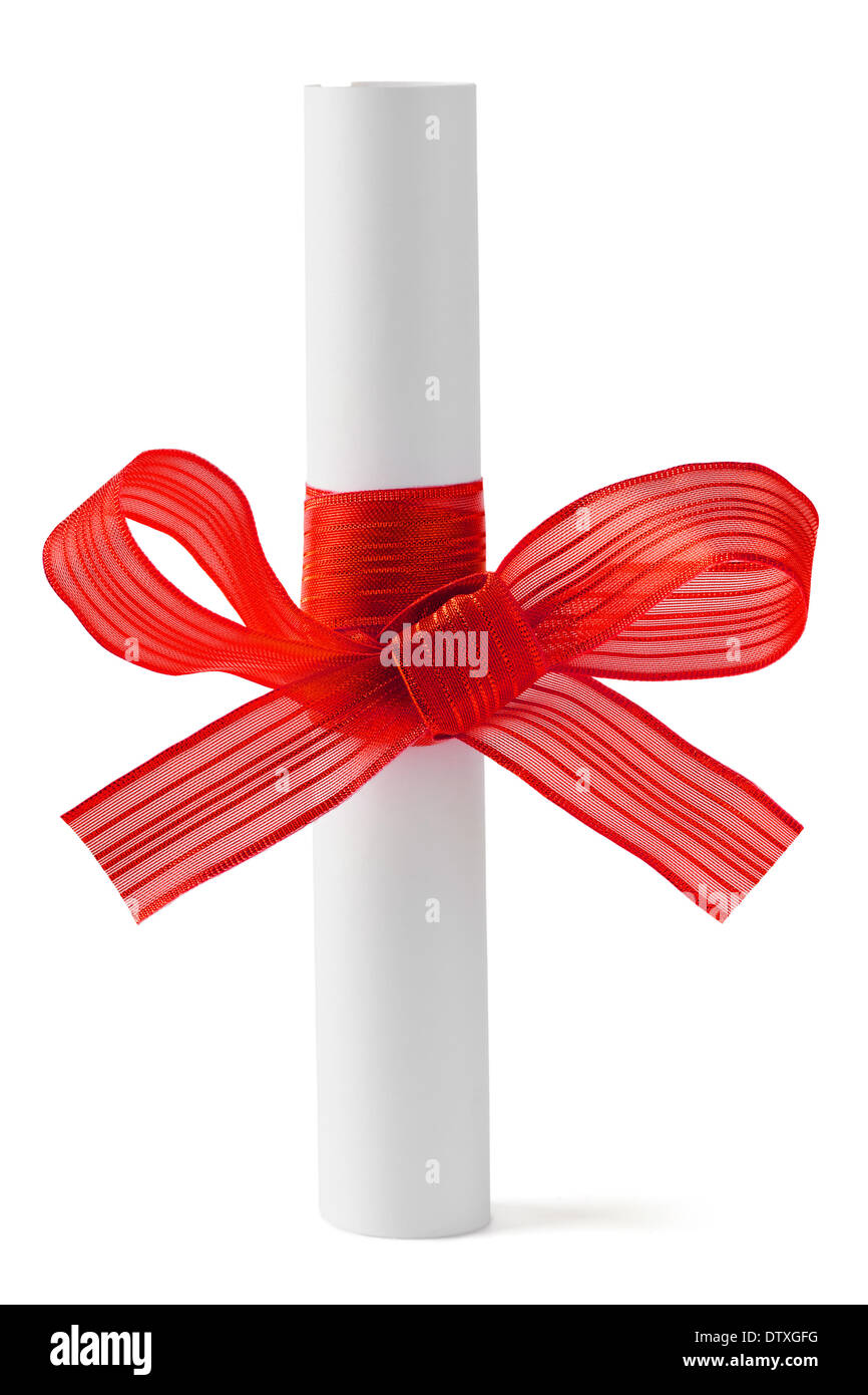 Paper scroll and bow Stock Photo - Alamy