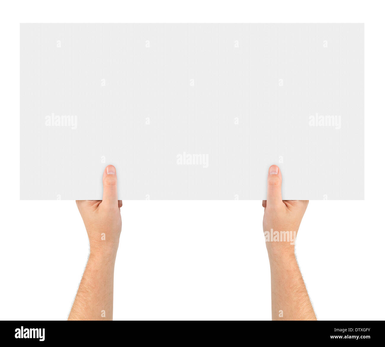 Hands and paper banner Stock Photo - Alamy