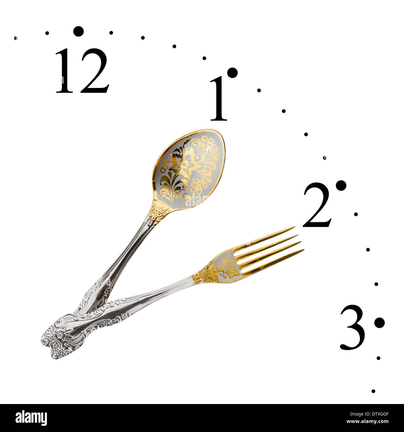 Clock made of spoon and fork Stock Photo - Alamy