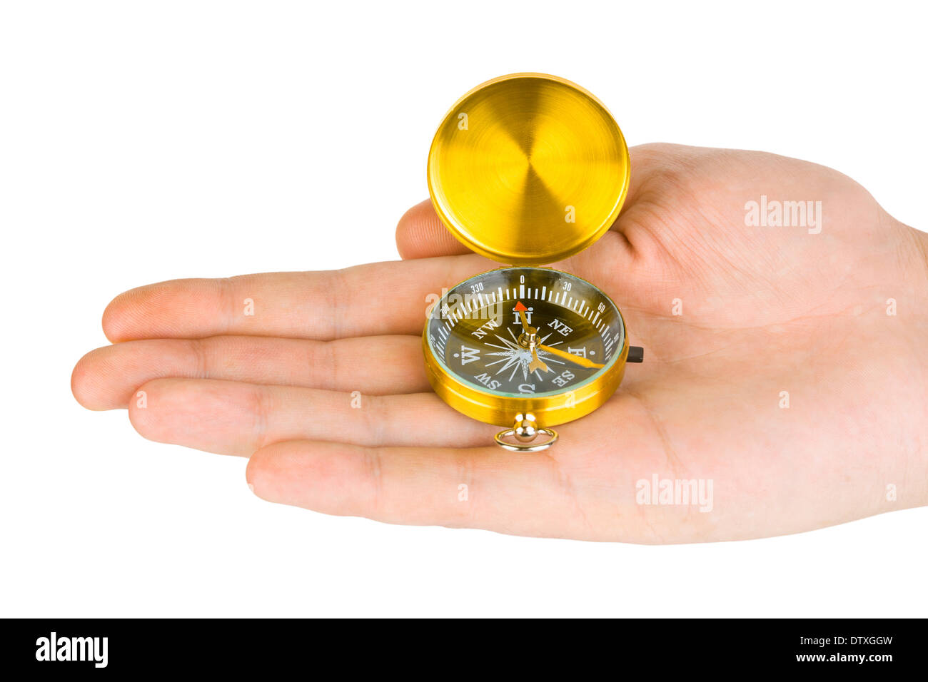 Hand and compass Stock Photo - Alamy