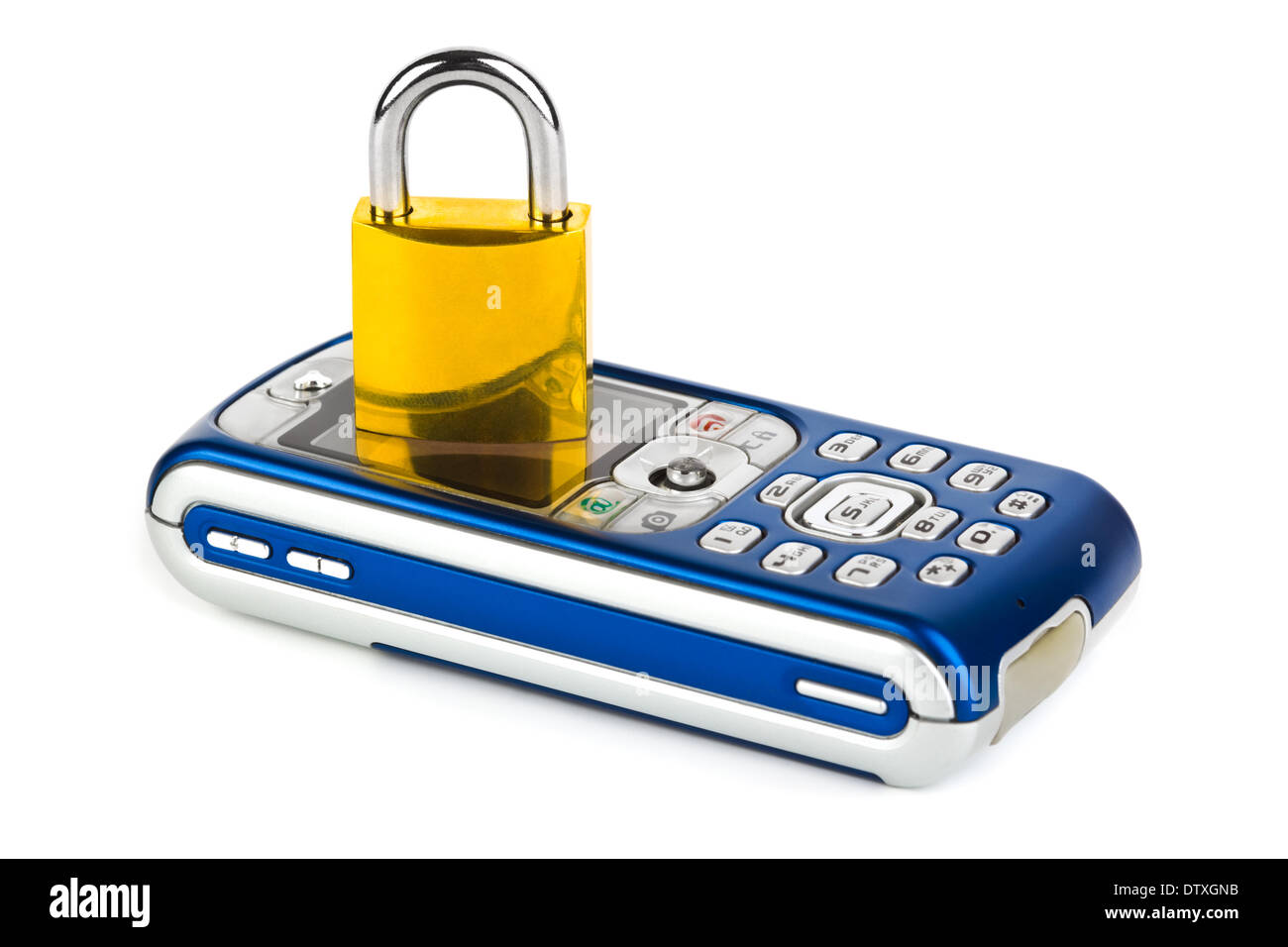 Mobile phone and lock Stock Photo - Alamy