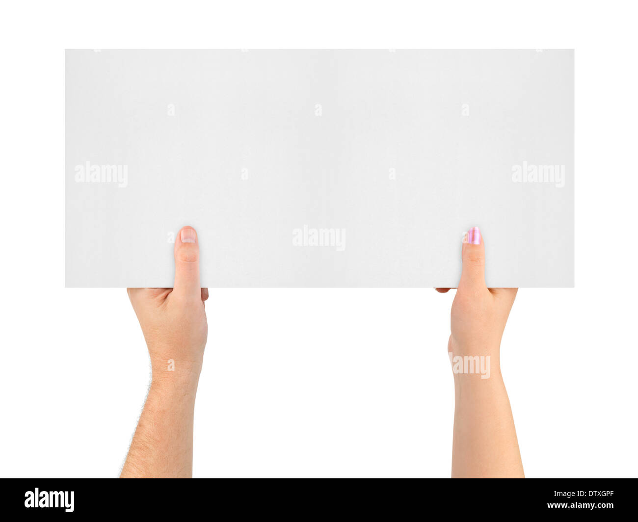 Hands and banner Stock Photo - Alamy