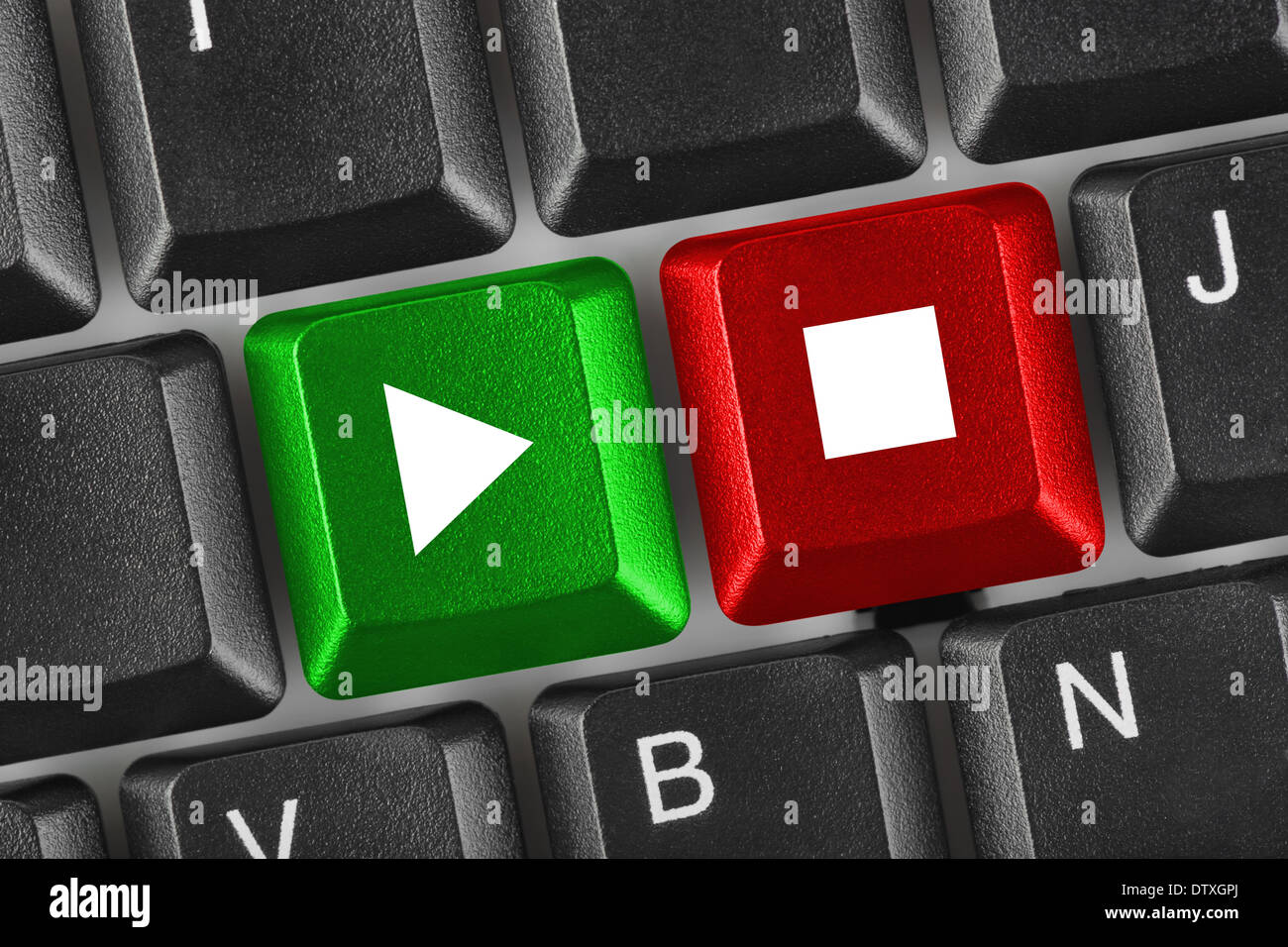 Computer keyboard with Play and Stop keys Stock Photo - Alamy