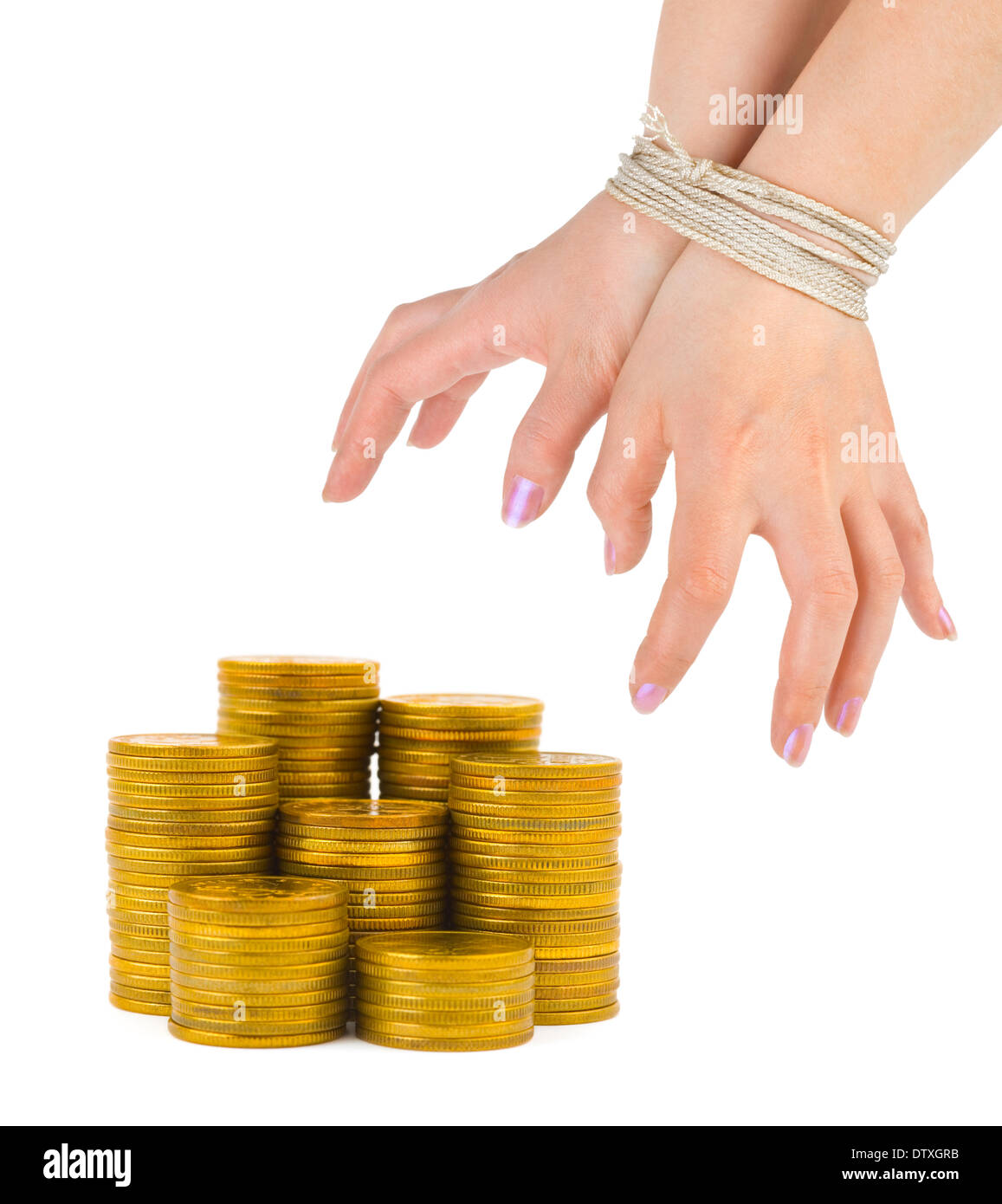 Money and bound hands Stock Photo - Alamy