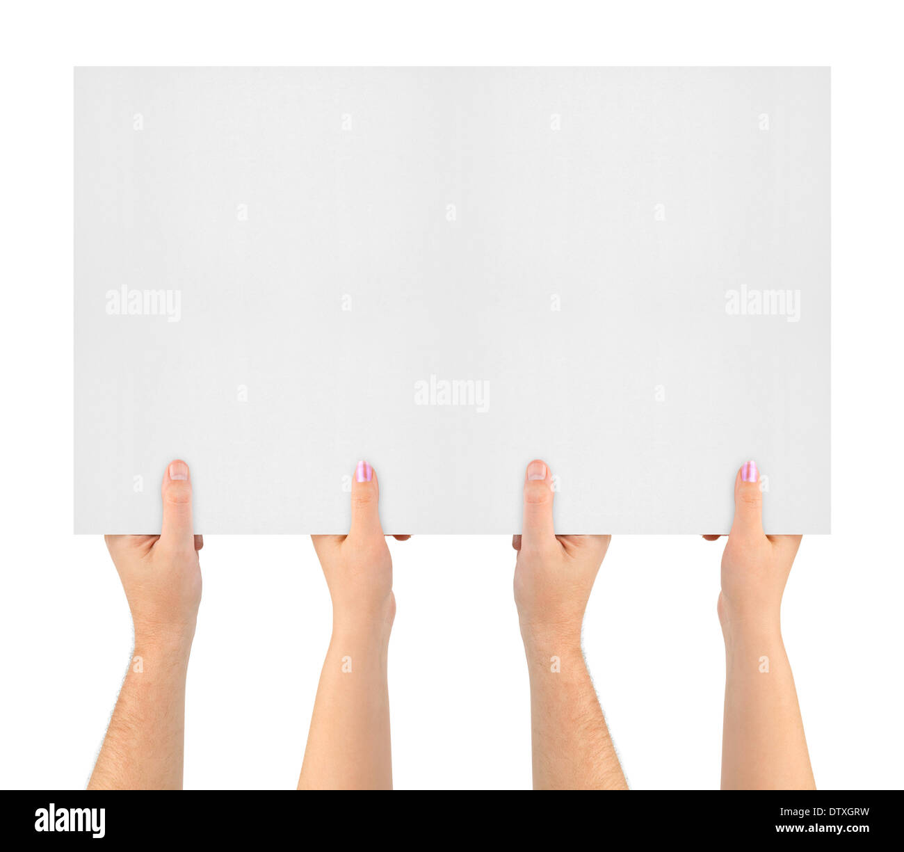 Hands and banner Stock Photo - Alamy