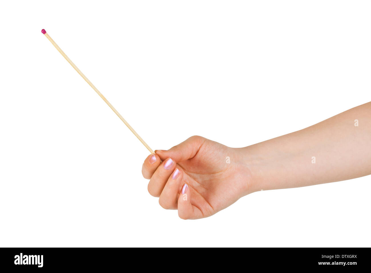 Hand with big match Stock Photo - Alamy