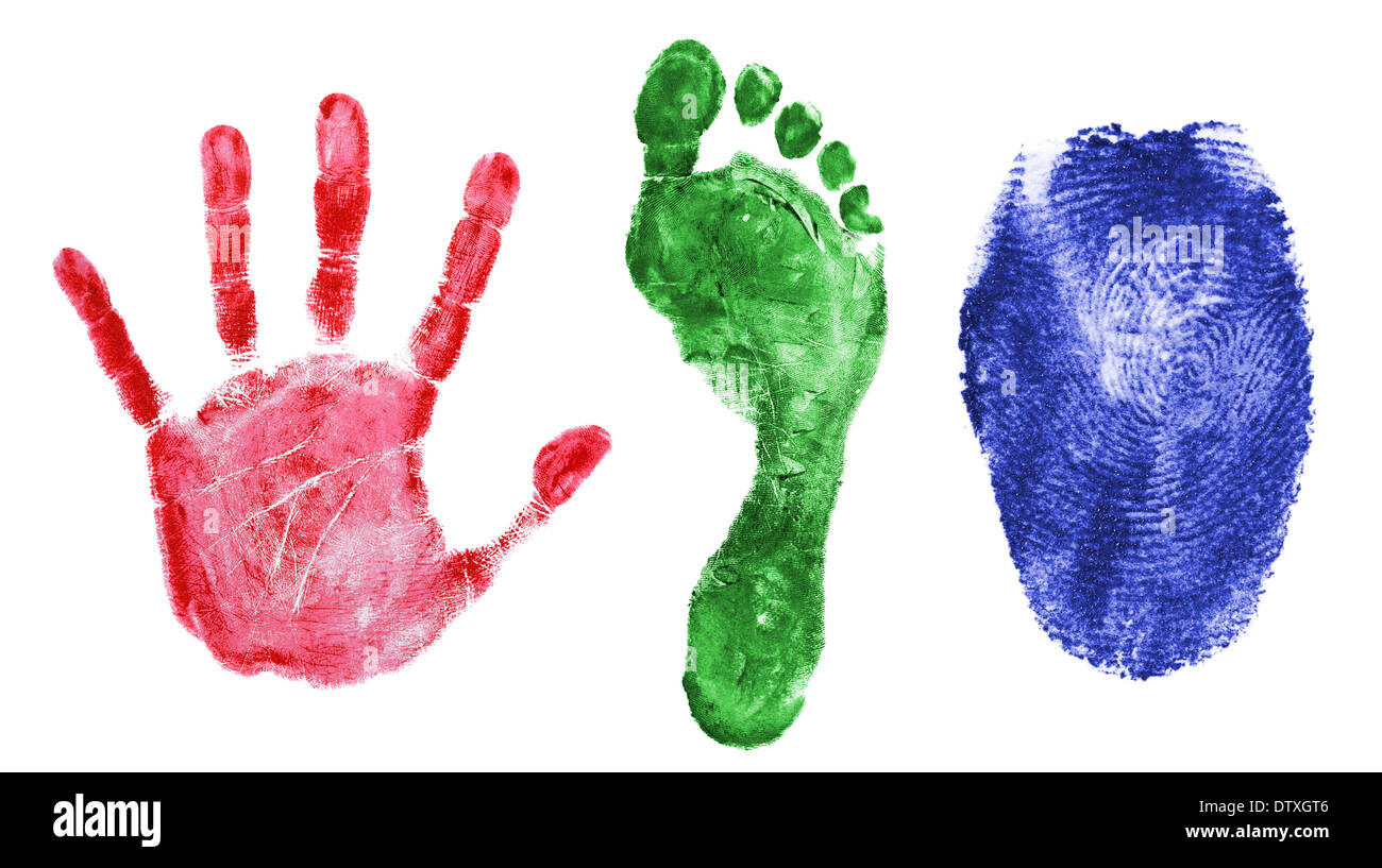 Printout of hand, foot and finger Stock Photo - Alamy