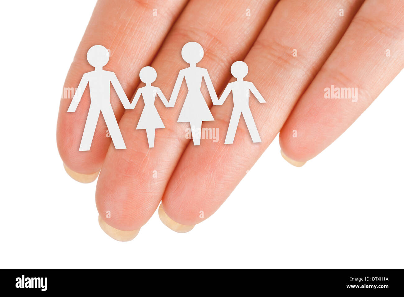 Paper family in hand Stock Photo - Alamy