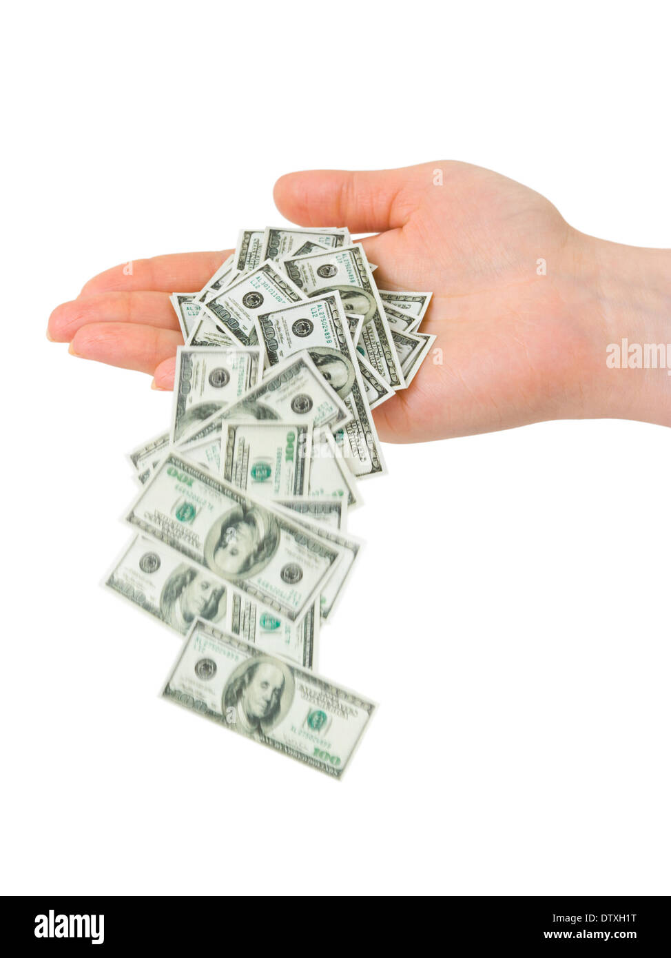 Hand and falling money Stock Photo - Alamy