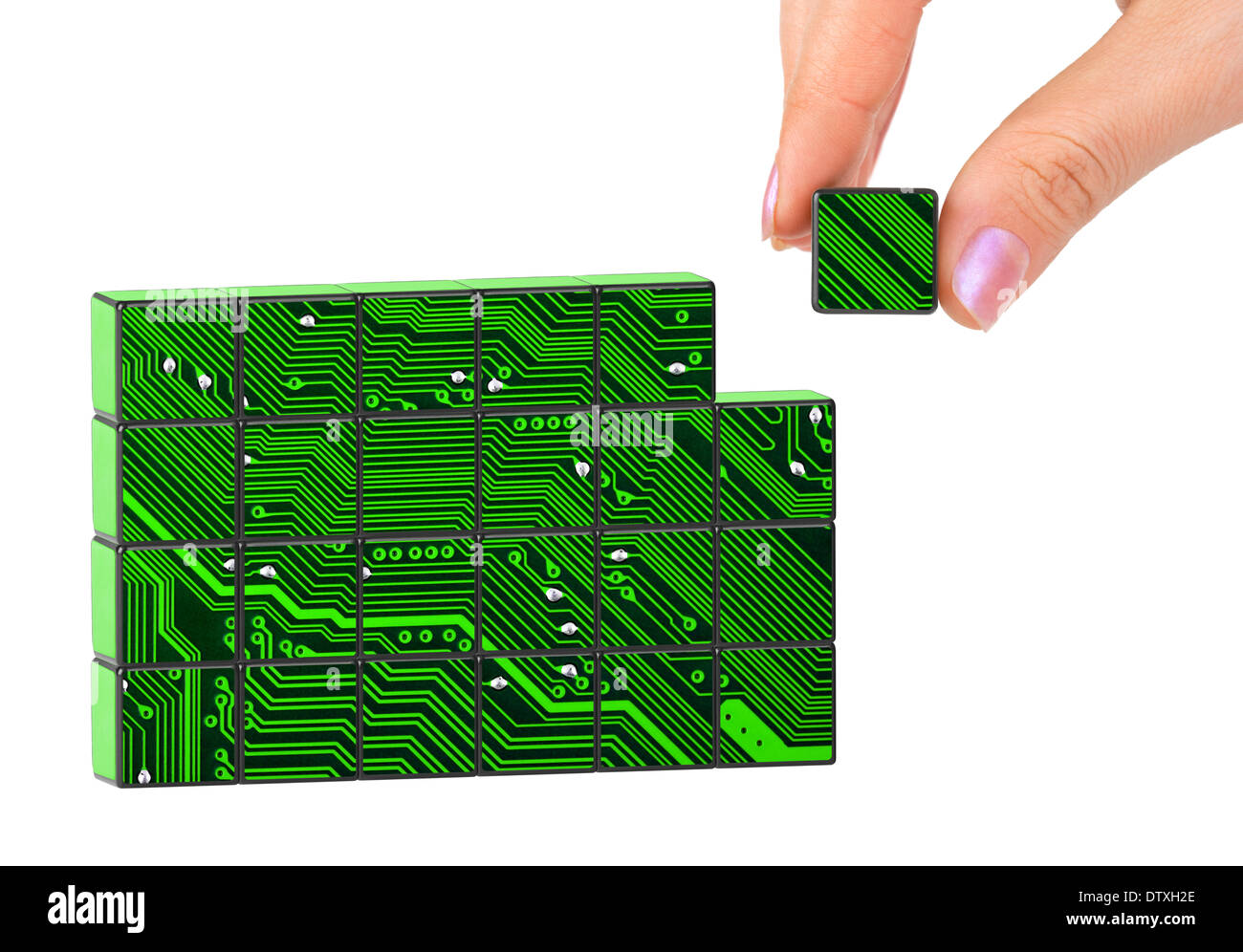 Hand and technology puzzle Stock Photo - Alamy