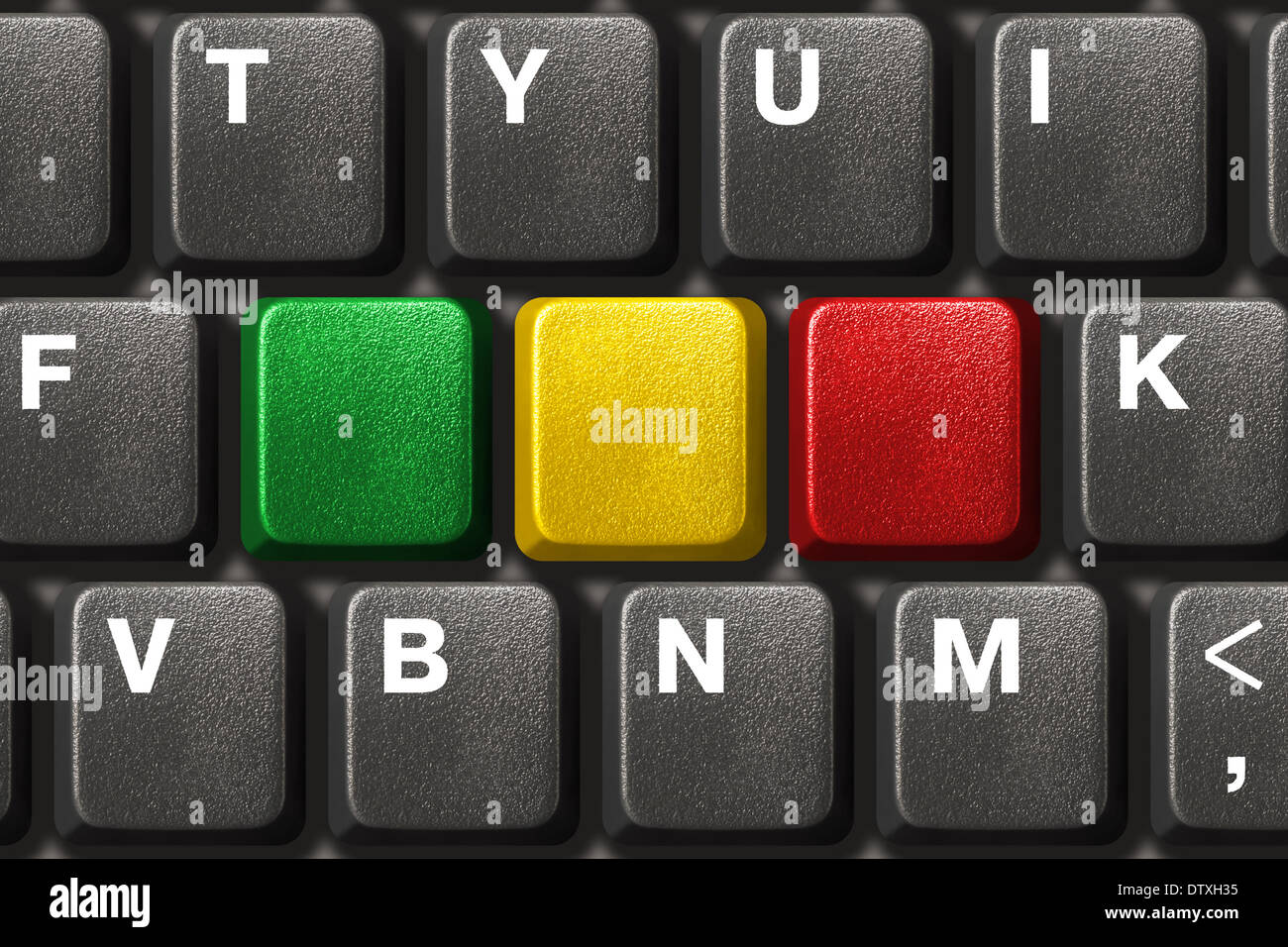 Computer keyboard with three blank keys Stock Photo - Alamy