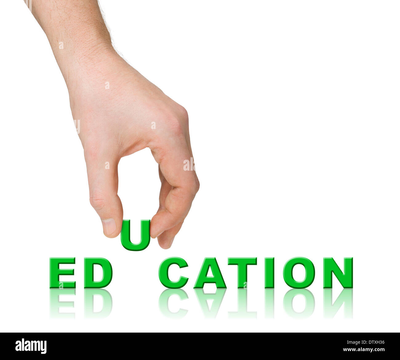 Hand and word Education Stock Photo - Alamy