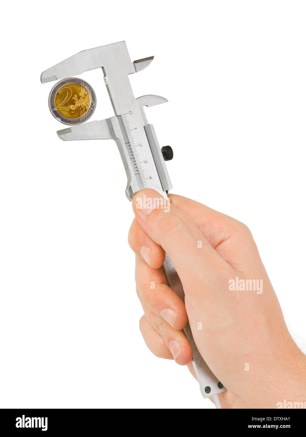 Hand with caliper Stock Photo - Alamy