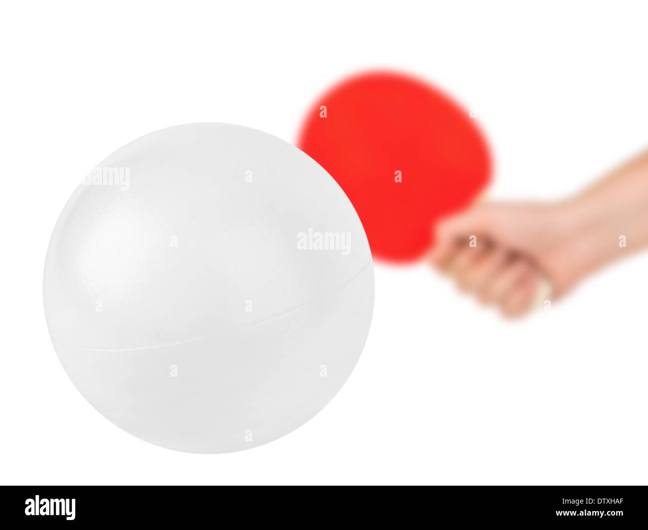 Hand with tennis racket and ball Stock Photo - Alamy