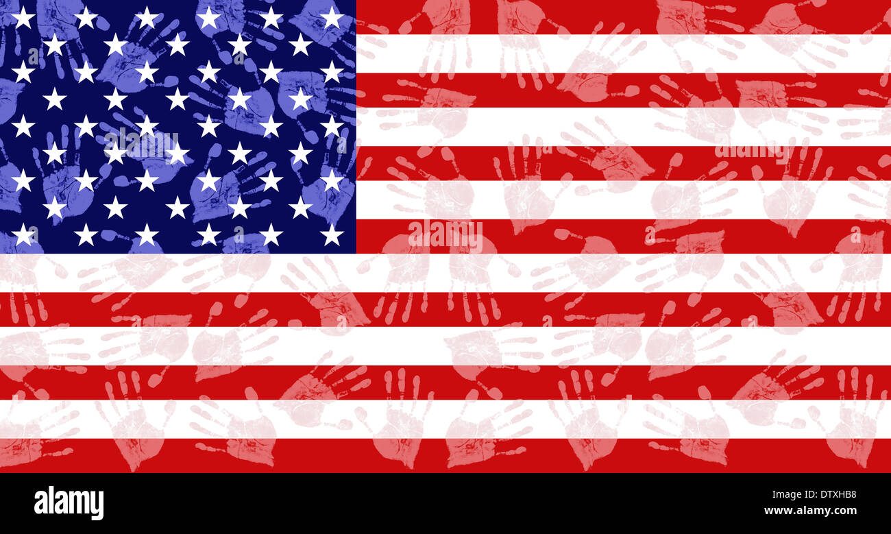 American flag made of hands Stock Photo - Alamy