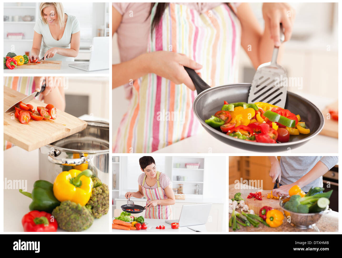Collage of women cooking Stock Photo - Alamy