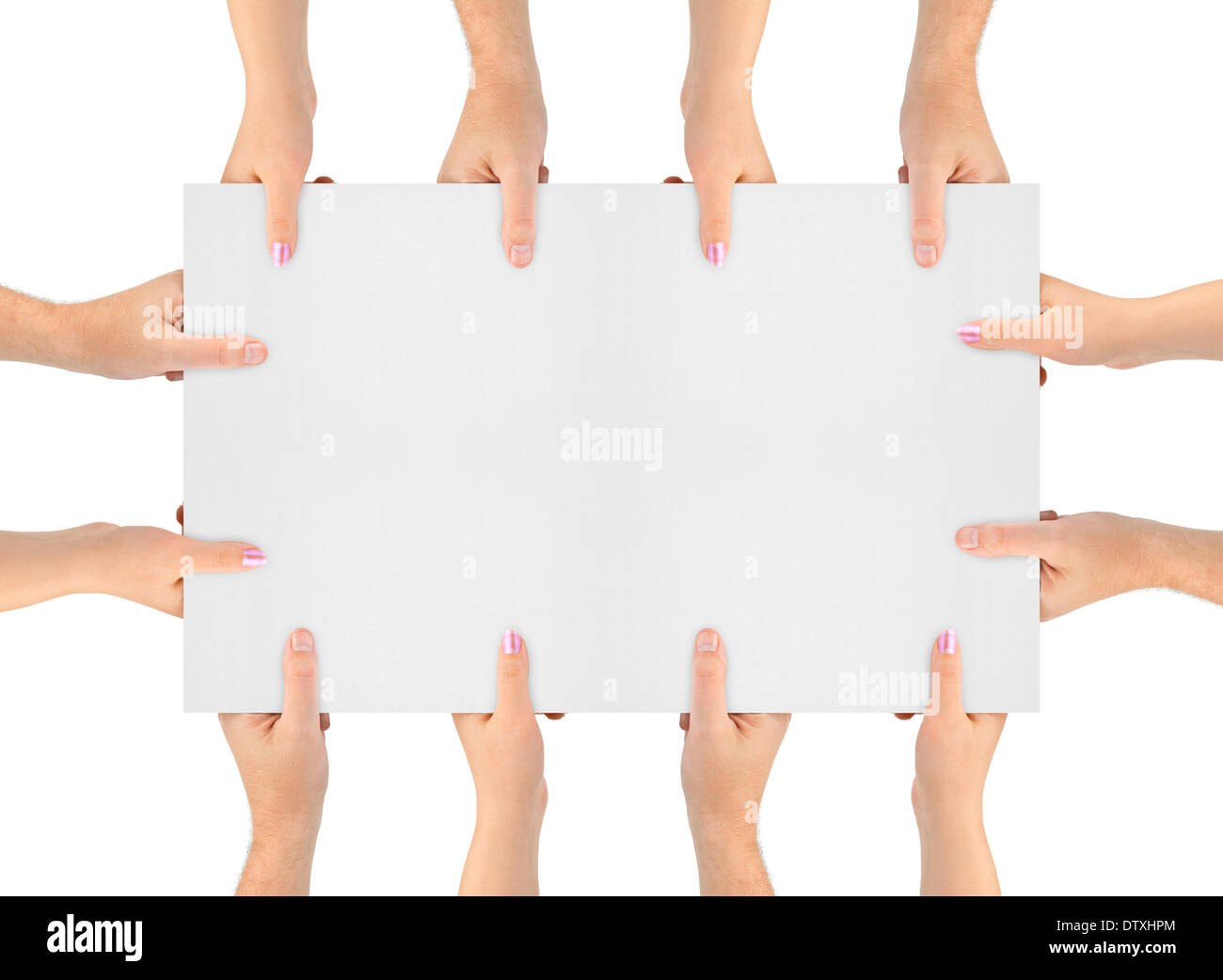 Hands and banner Stock Photo - Alamy