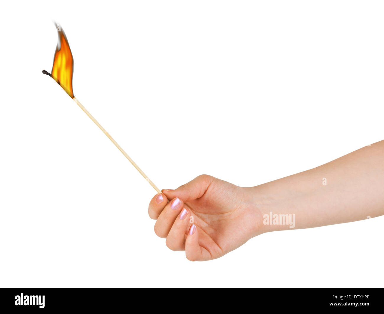Hand with big burning match Stock Photo - Alamy