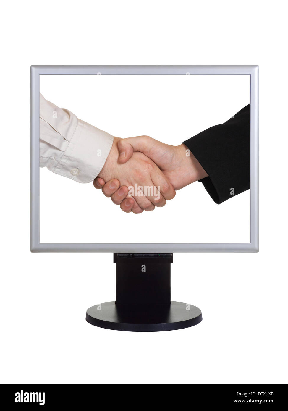 Handshake on computer screen Stock Photo - Alamy