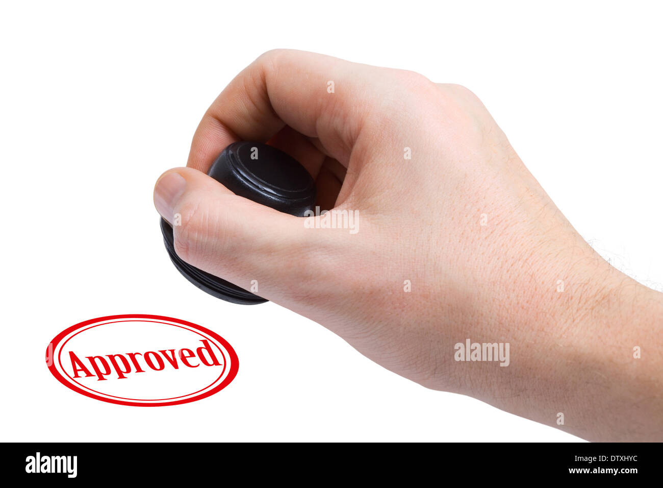 Hand and rubber stamp Approved Stock Photo - Alamy