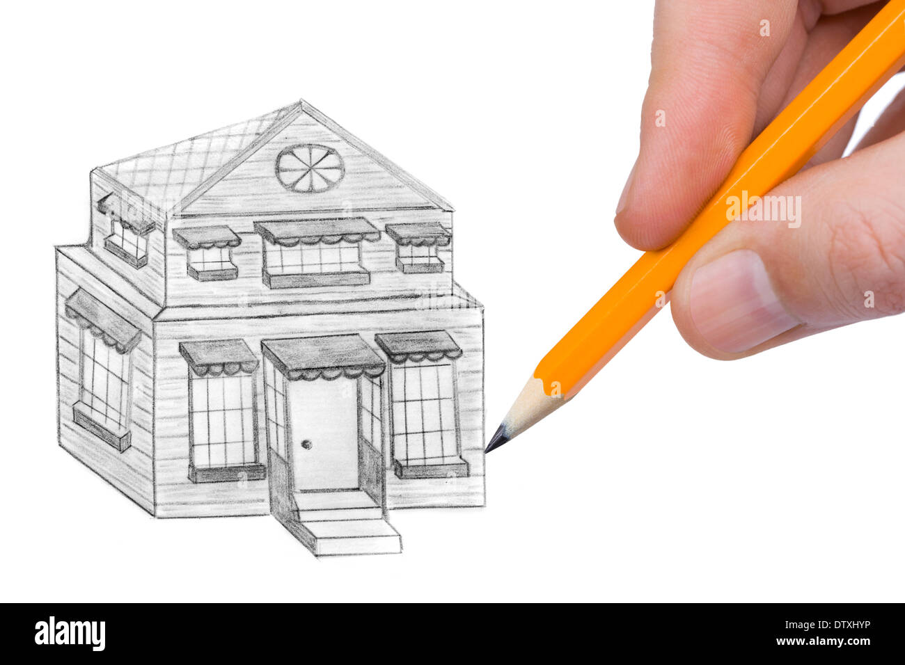 Hand drawing house Stock Photo - Alamy