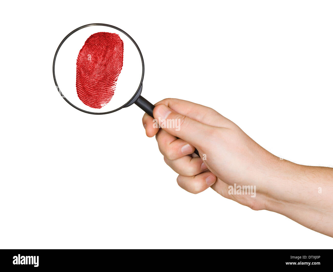 Magnifying glass in hand and fingerprint Stock Photo - Alamy