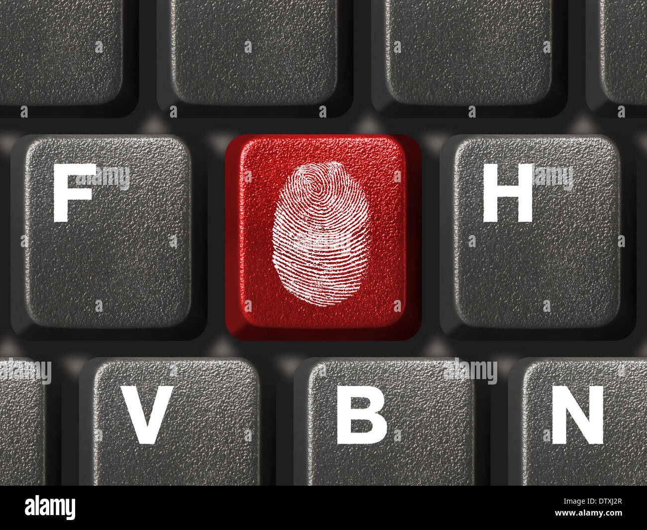 Computer keyboard with fingerprint Stock Photo - Alamy