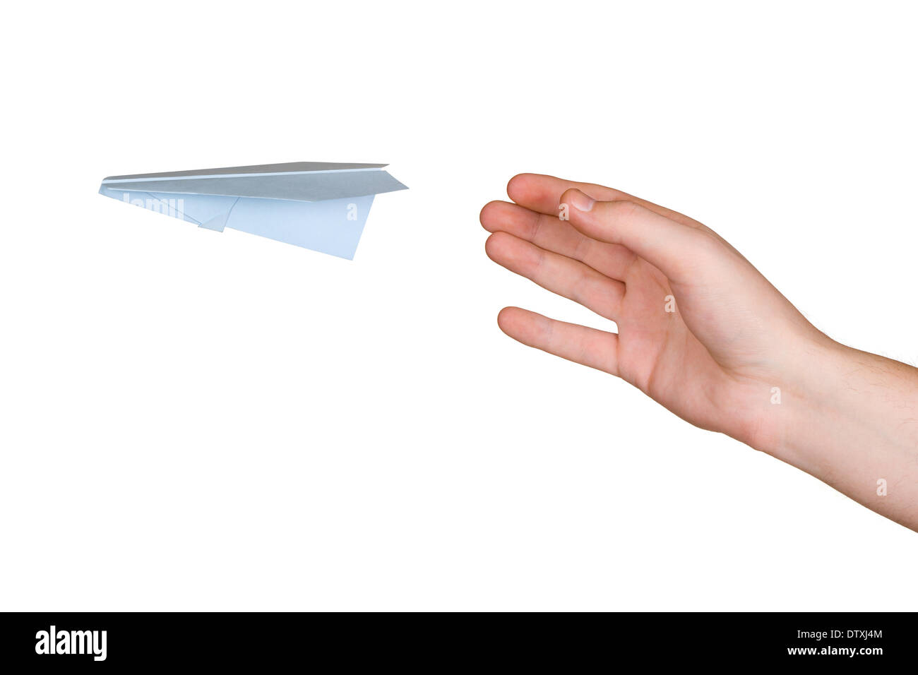 Hand and flying paper plane Stock Photo - Alamy