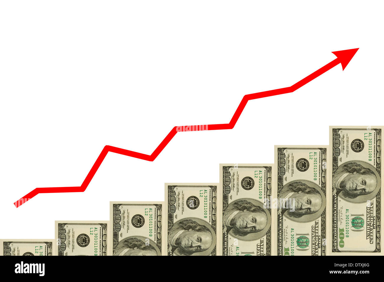 Arrow and money staircase Stock Photo - Alamy