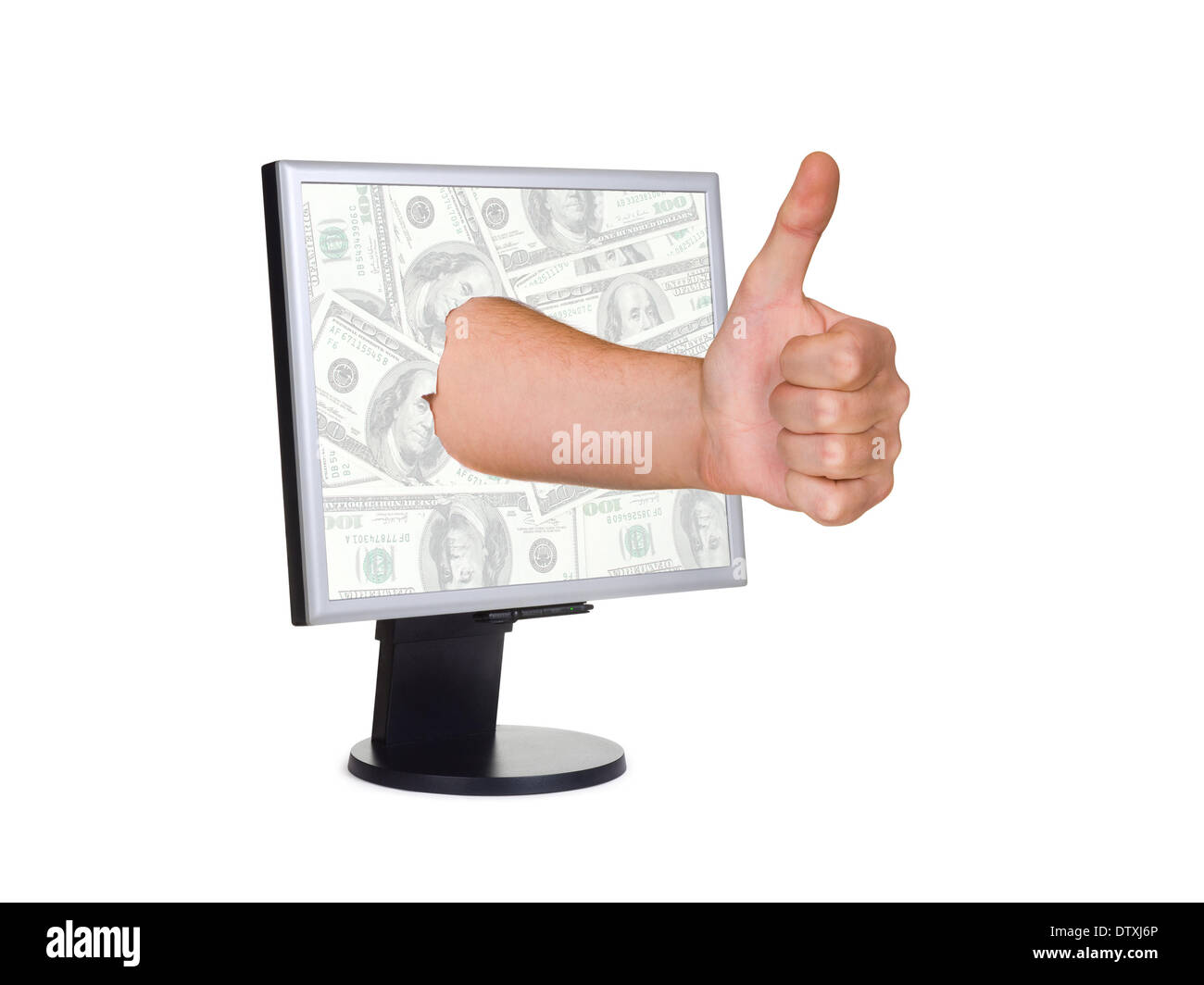 Hand (thumb) and computer screen Stock Photo - Alamy