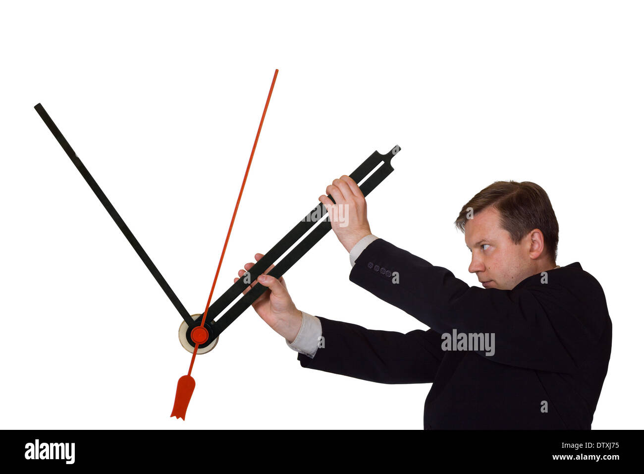 Business man push clock arrow hi-res stock photography and images - Alamy