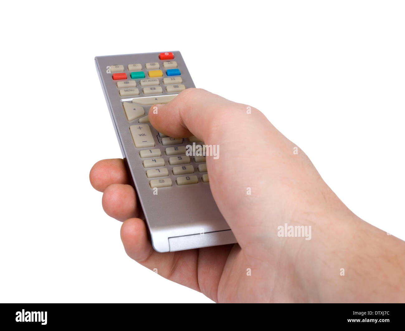Remote control in hand Stock Photo - Alamy
