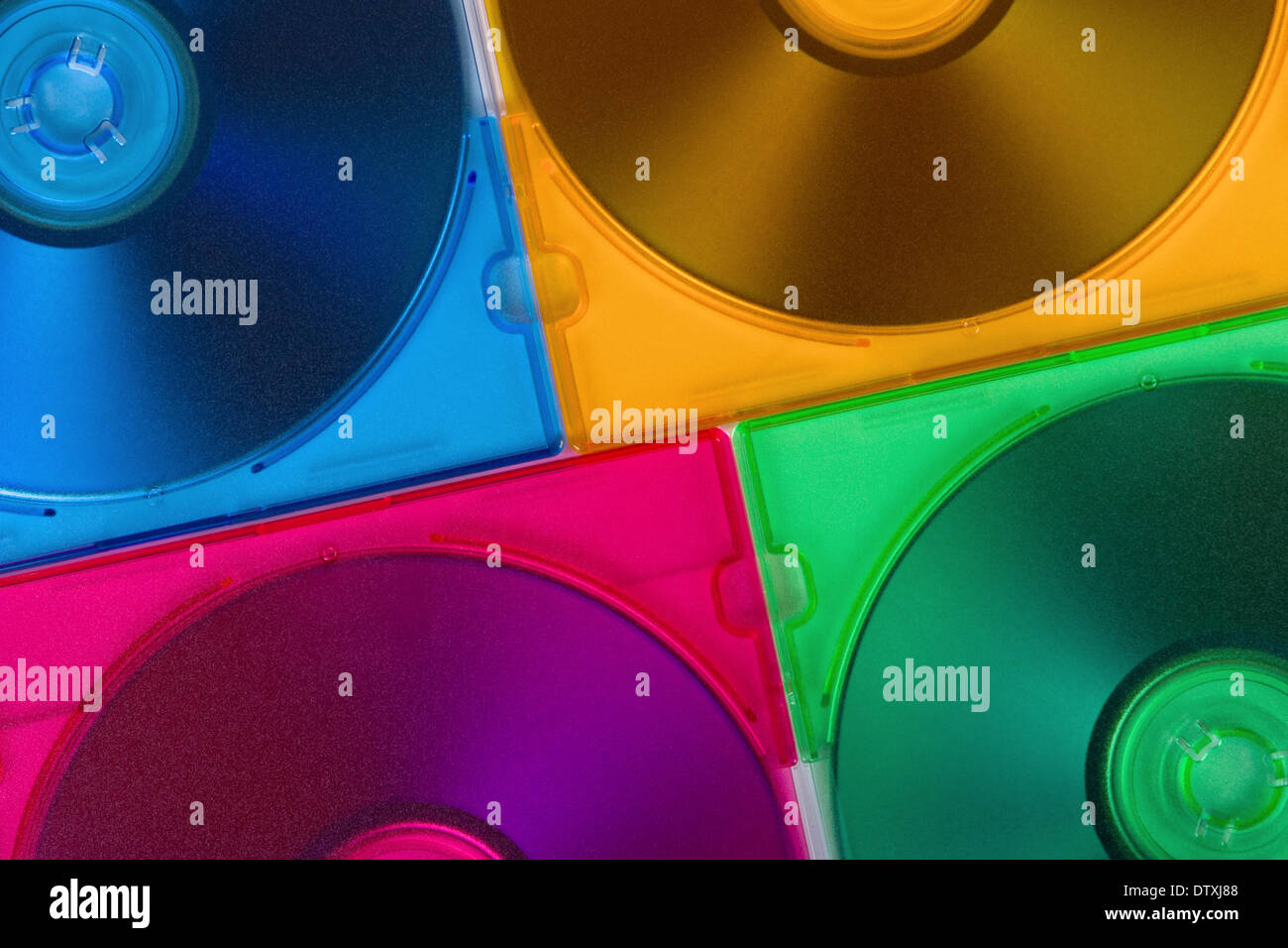 Computer disks in multiciolored boxes Stock Photo - Alamy