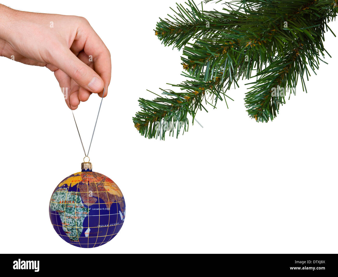 Christmas tree, hand and earth Stock Photo - Alamy