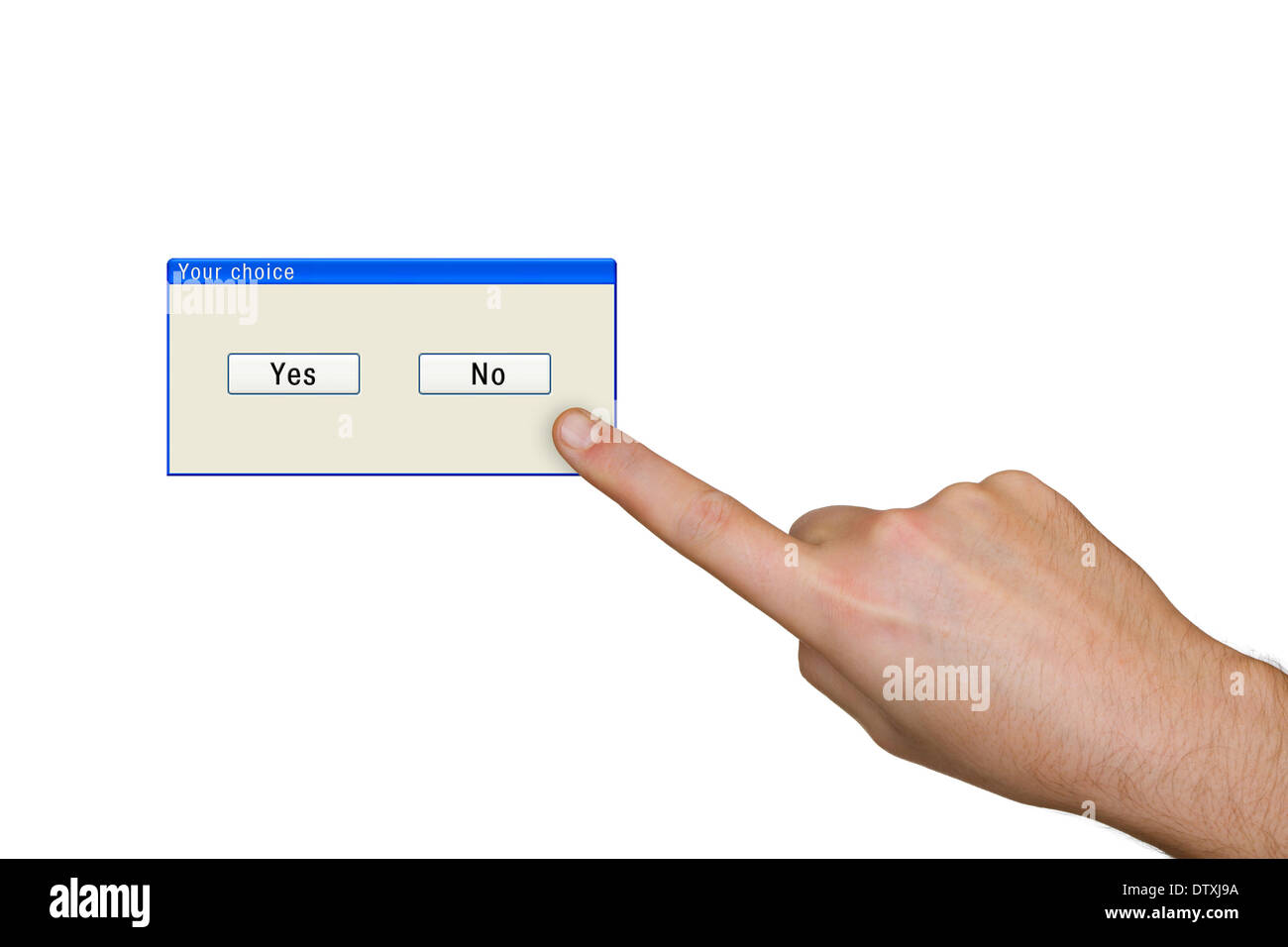 Hand and buttons Yes/No Stock Photo - Alamy