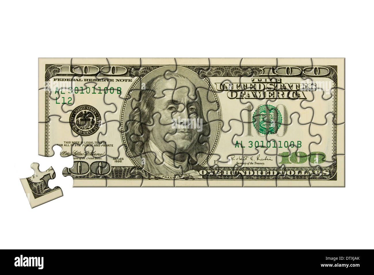 Banknote 100 dollars puzzle Stock Photo - Alamy