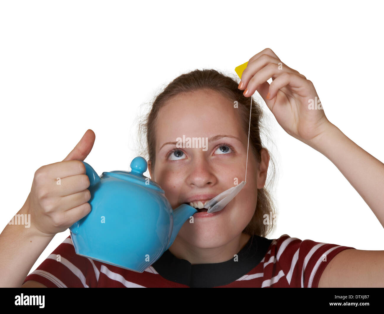 Girl drinking tea Stock Photo - Alamy