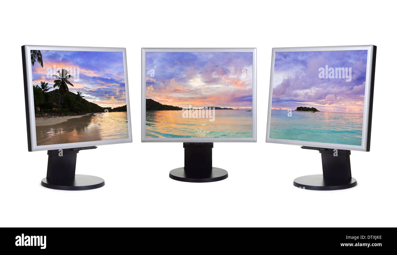 Panorama of sunset on computer screens Stock Photo - Alamy