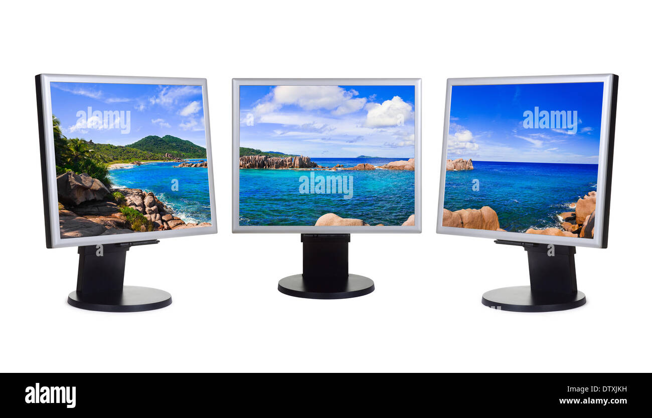 Panorama of coast on computer screens Stock Photo - Alamy