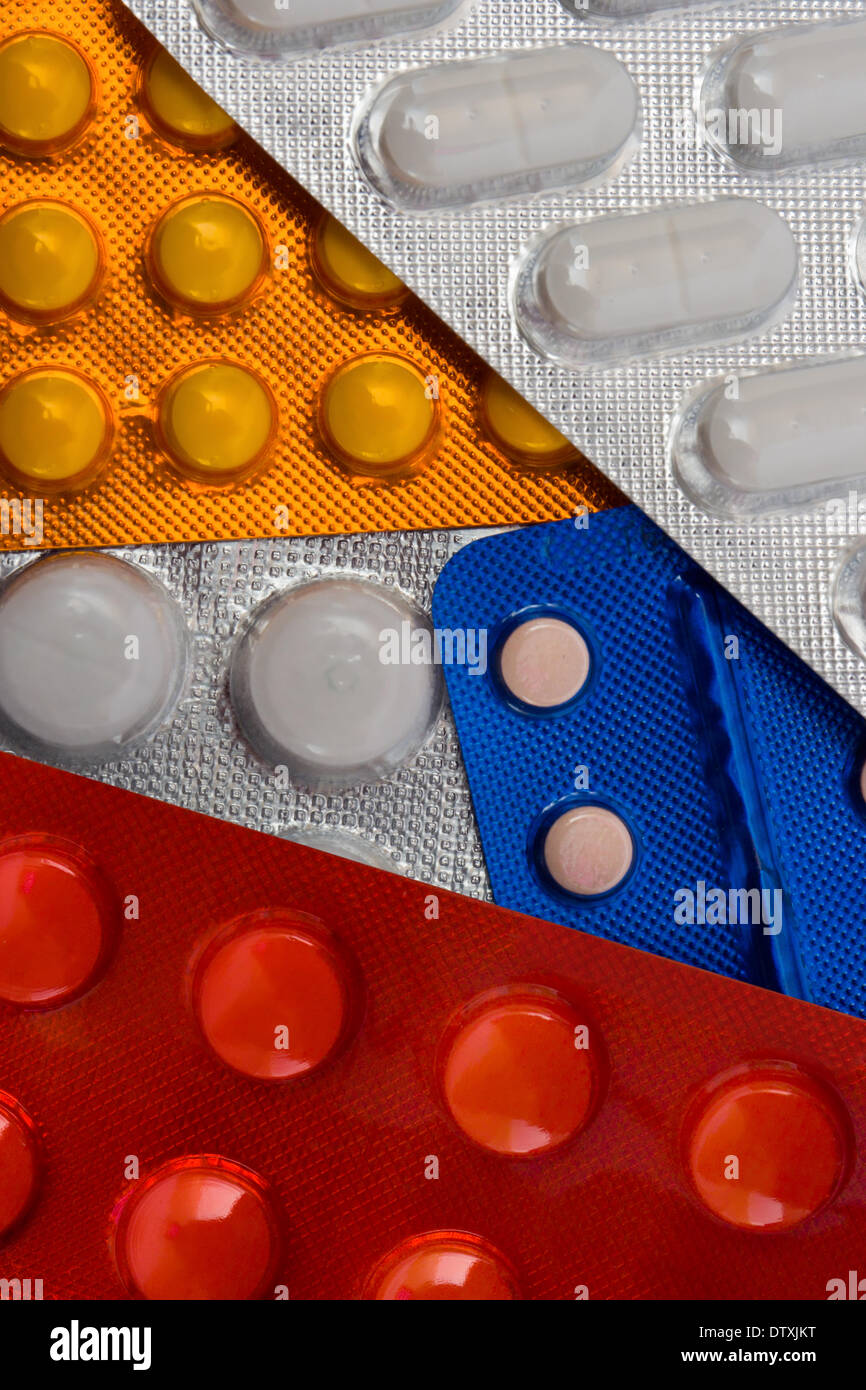 Medicine multicolored pills capsules close hi-res stock photography and ...