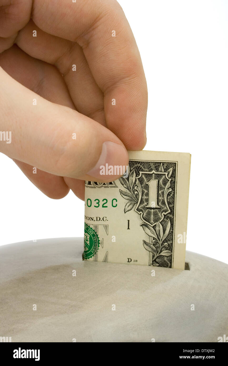 Hand load money to bank Stock Photo - Alamy