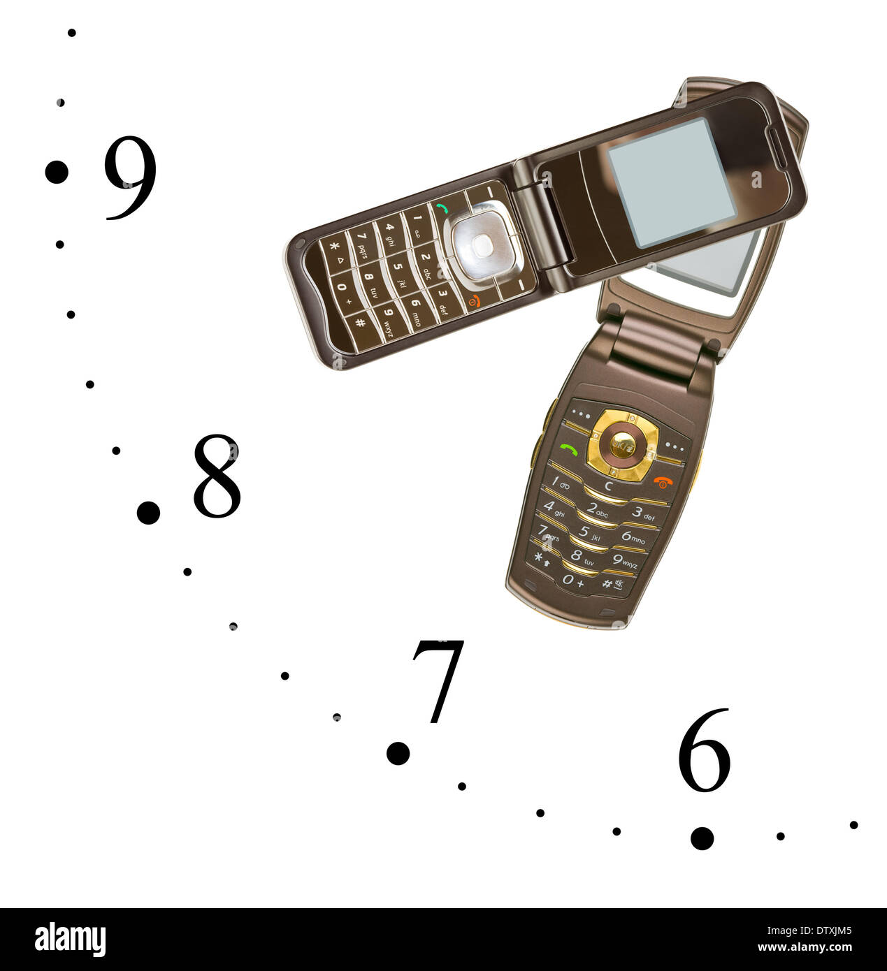 Clock made of mobile phones Stock Photo - Alamy