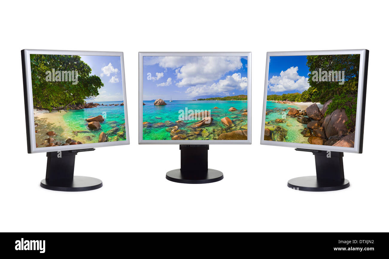 Panorama of coast on computer screens Stock Photo - Alamy