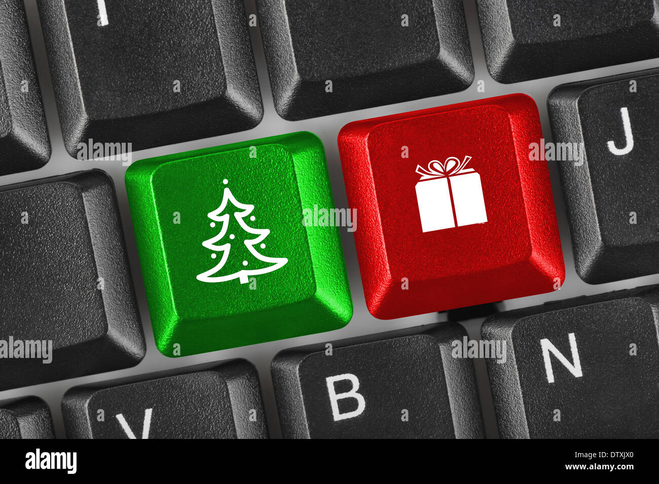 Computer keyboard with Christmas keys Stock Photo - Alamy