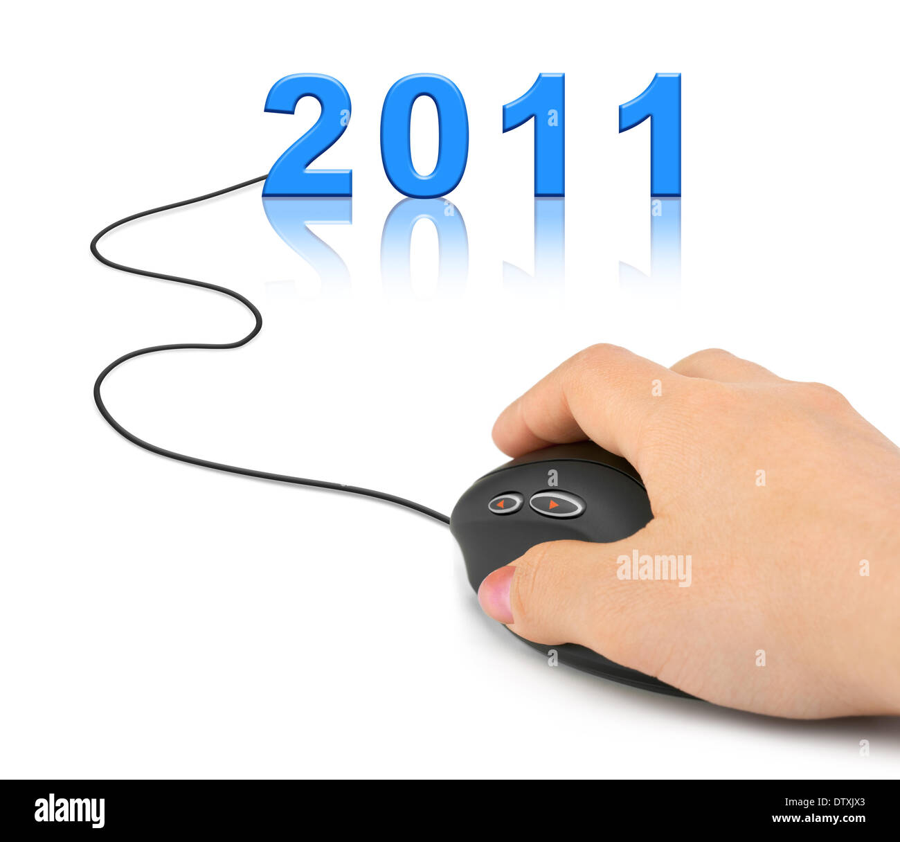 Hand with computer mouse and 2011 Stock Photo - Alamy