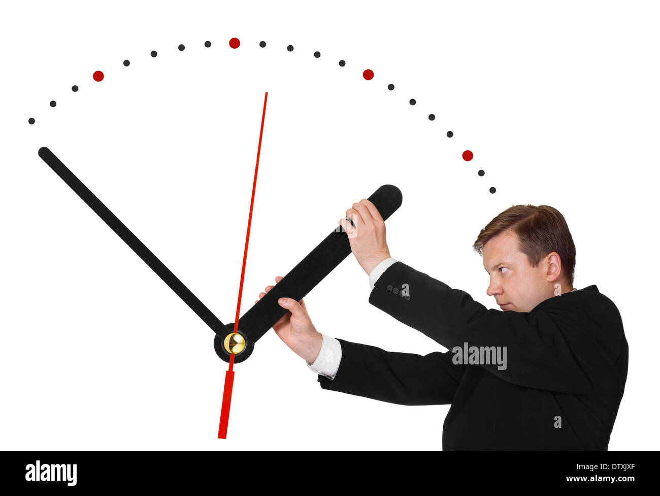 Business man push clock arrow hi-res stock photography and images - Alamy
